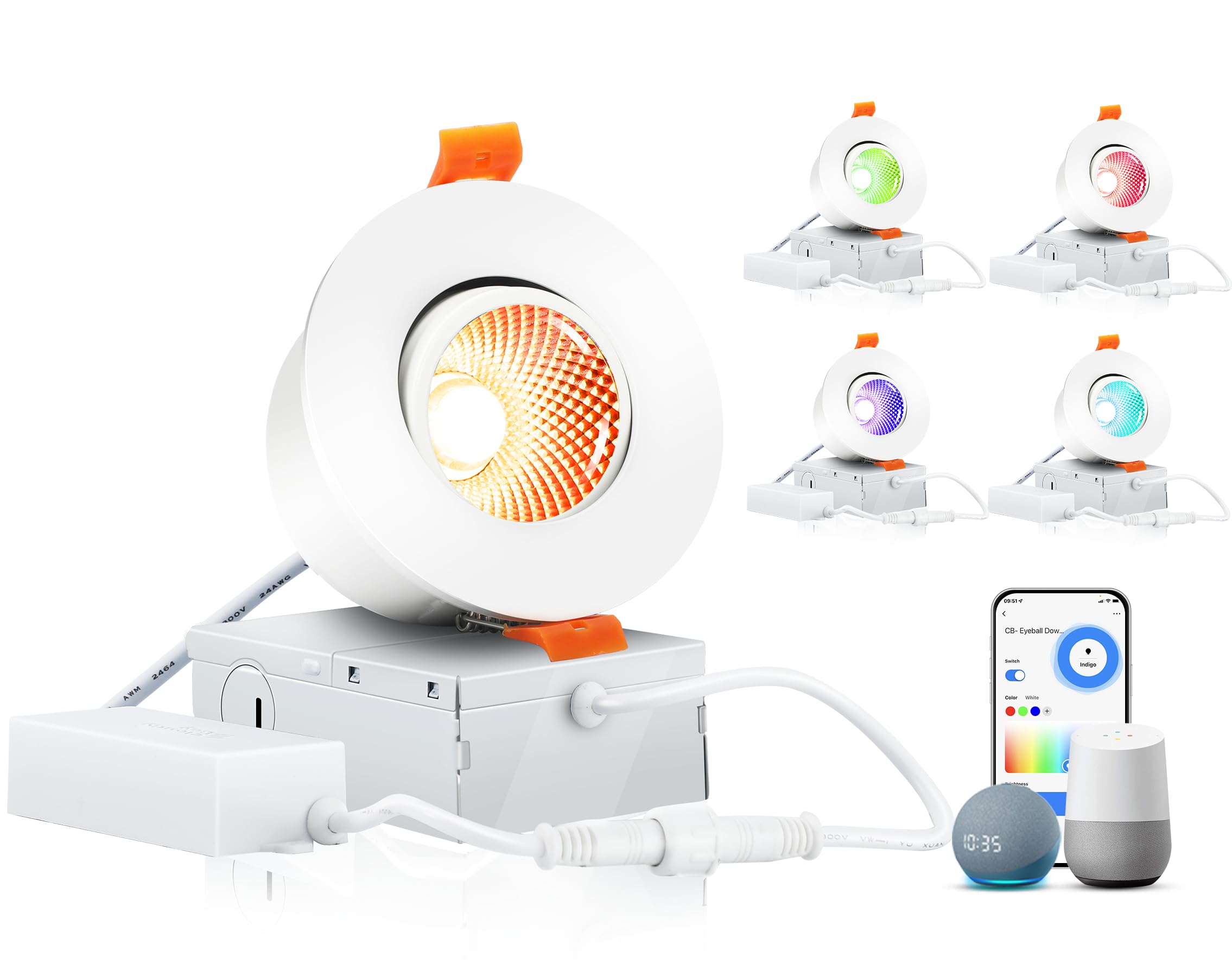 3 Inch Recessed Eye Ball Light Kit CLOUDY BAY 3inch Eyeball Smart LED