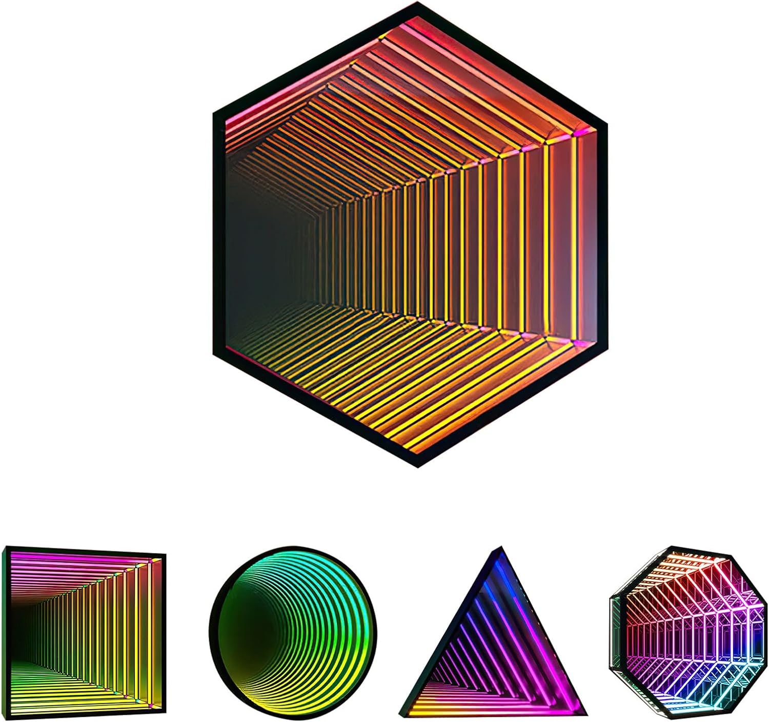 Infinity Mirror Sensory Tunnel Night Light,Single-Sided LED 3D Mirror ...