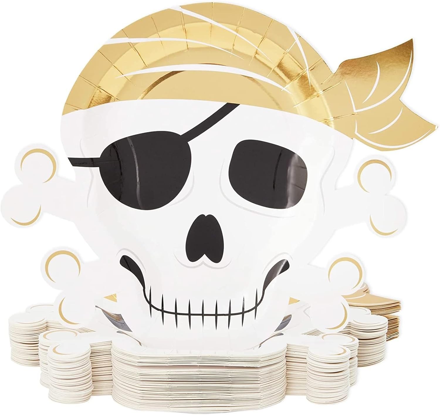 Amazon.com: 48 Pack Gold Foil Pirate Plates for Pirate Birthday Party ...