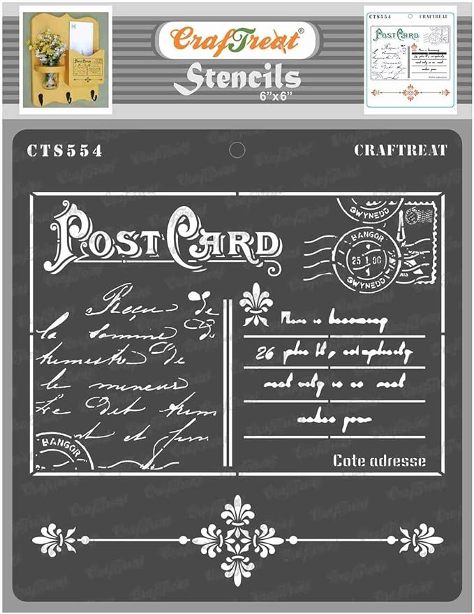 Amazon.com : CrafTreat Reusable French Script Stencils for Painting on ...