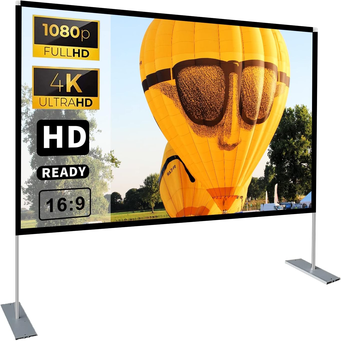 Amazon.com: Projector Screen with Stand 100 inch 16:9 HD 4K Outdoor ...