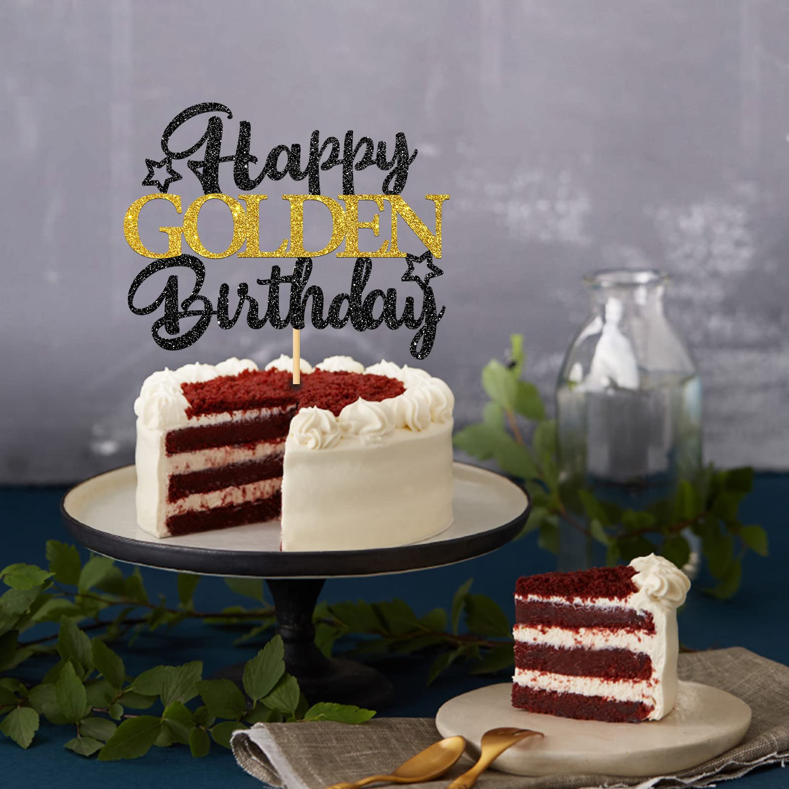 Snapklik.com : Happy Golden Birthday Cake Topper - Birthday Party Decor ...