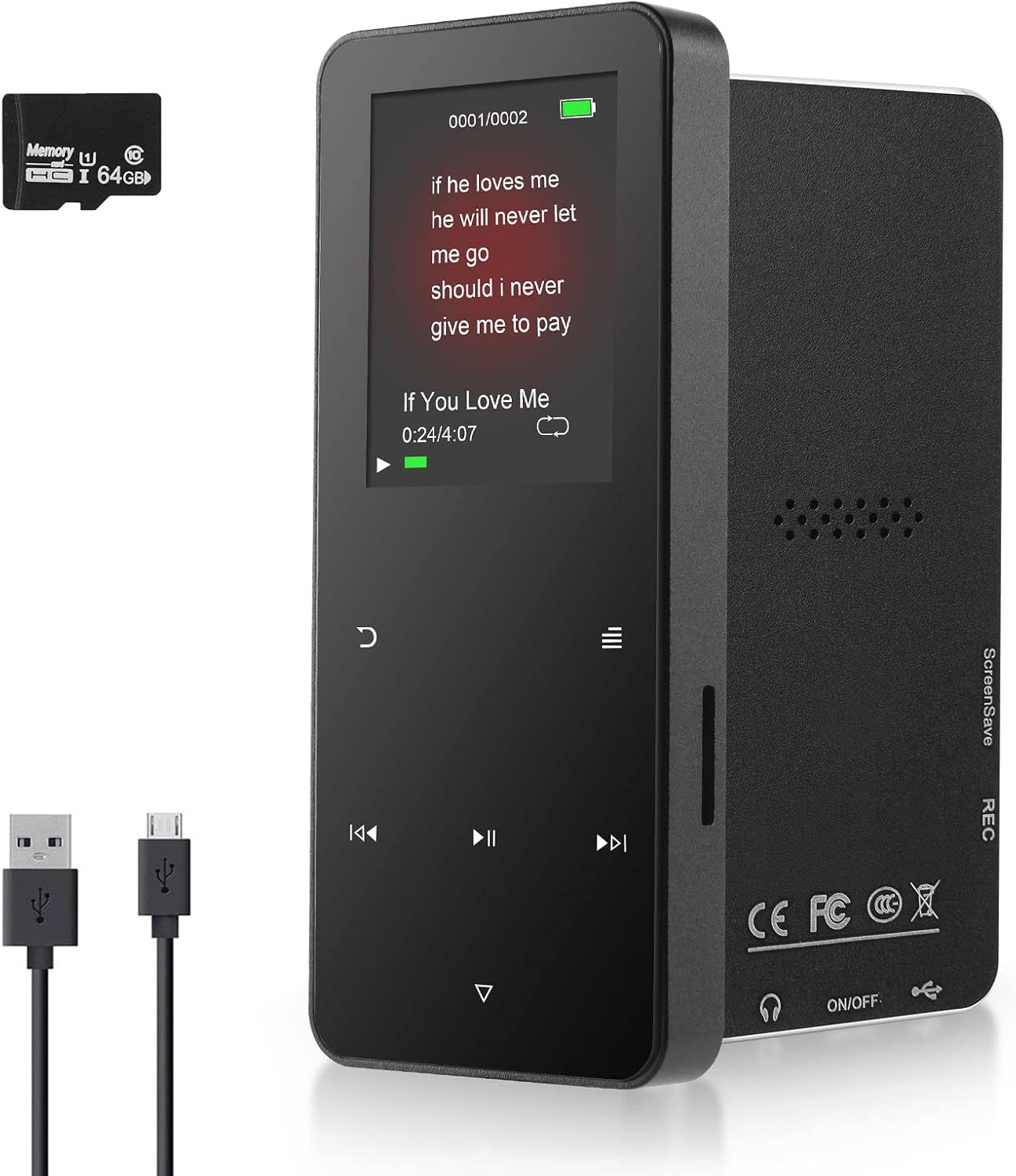 Vicloon Odtwarzacz MP3 z Bluetooth 4,2 4 GB, odtwarzacz MP3 z radiem FM ...