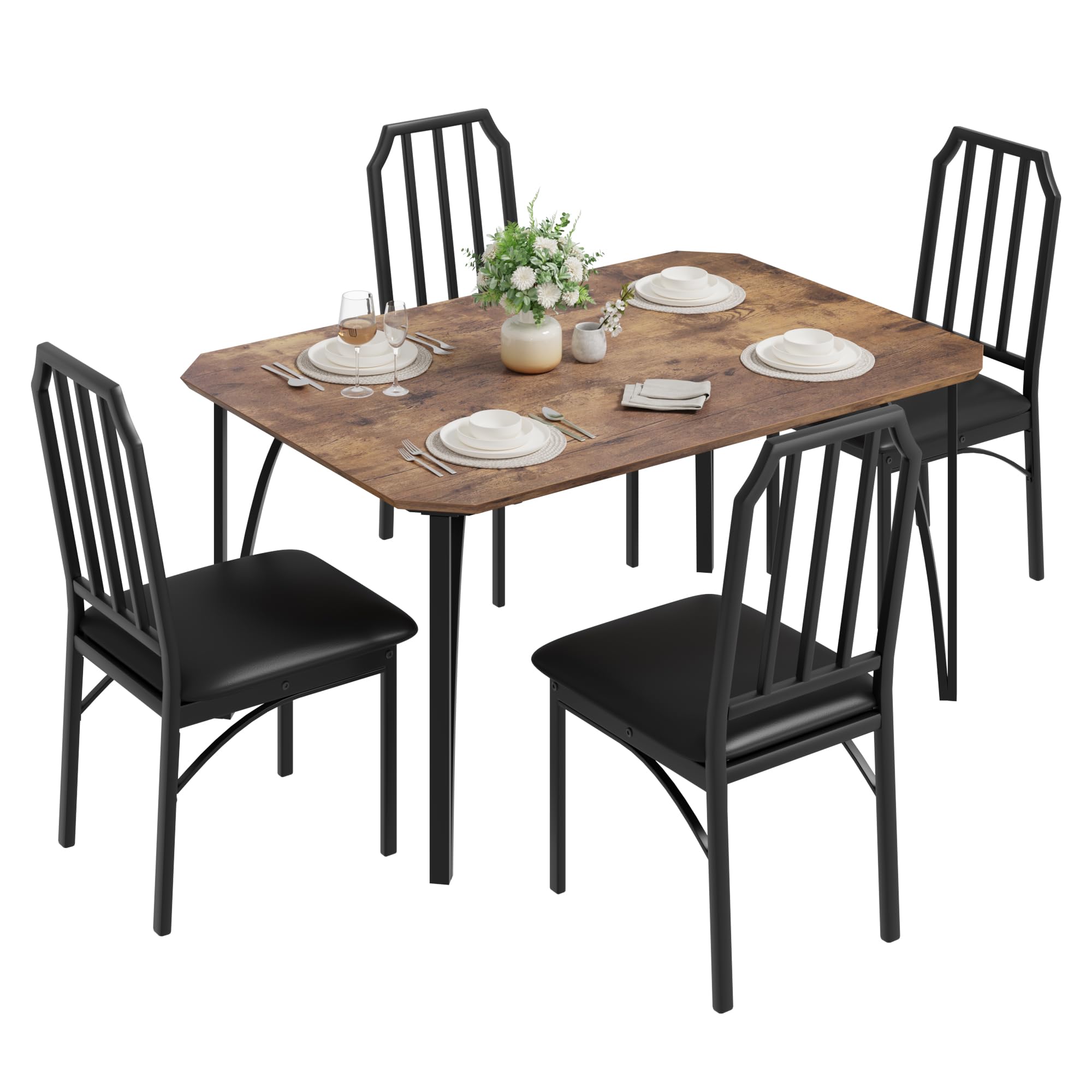 GAOMON Dining Table Set for 4, Kitchen Table and Chairs for 4 with ...