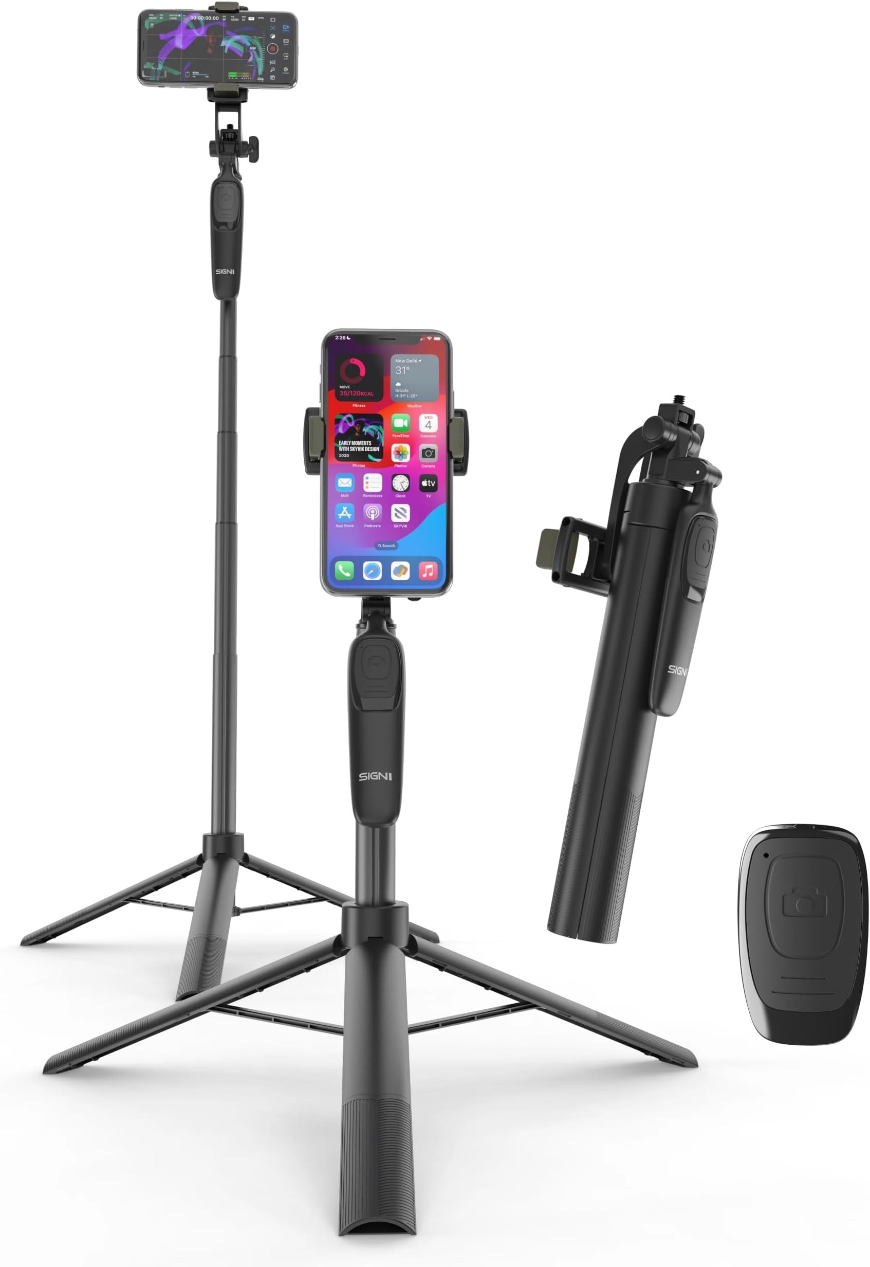 SKYVIK SIGNIPOD Flex 360 Tripod and Selfie Stick with Bluetooth Remote ...
