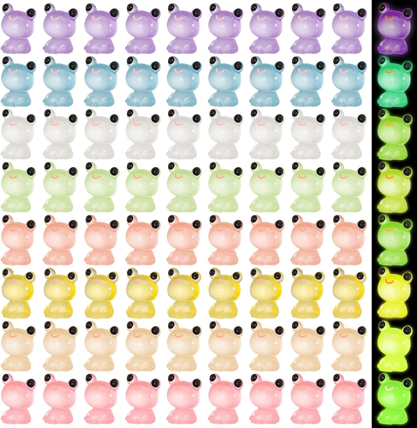 Amazon.com: Guiqulai 120 Pcs Luminous Mini Frog Figurines Resin Tiny ...