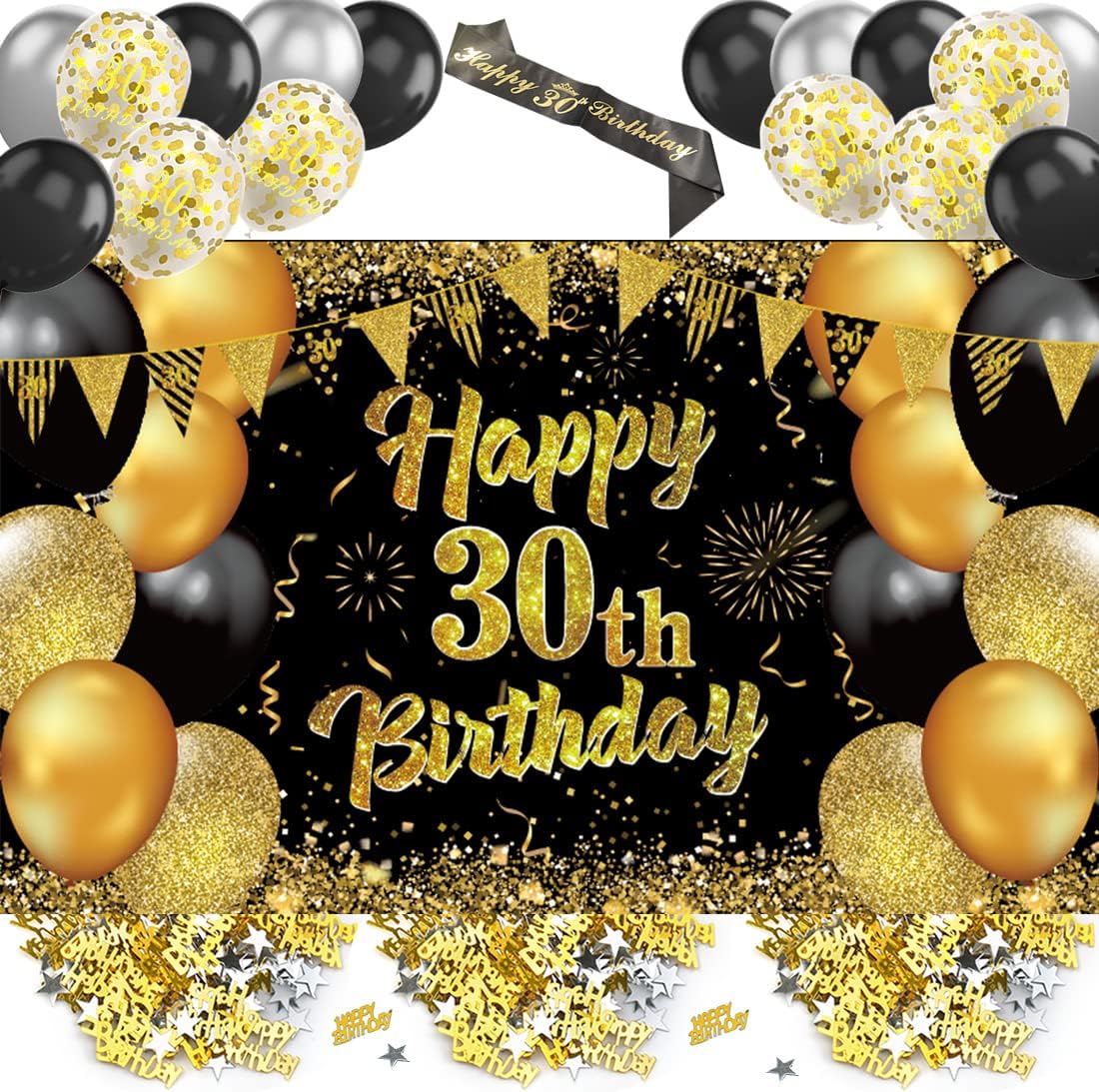 Amazon.com: 30th birthday banner,30th birthday decorations for men ...