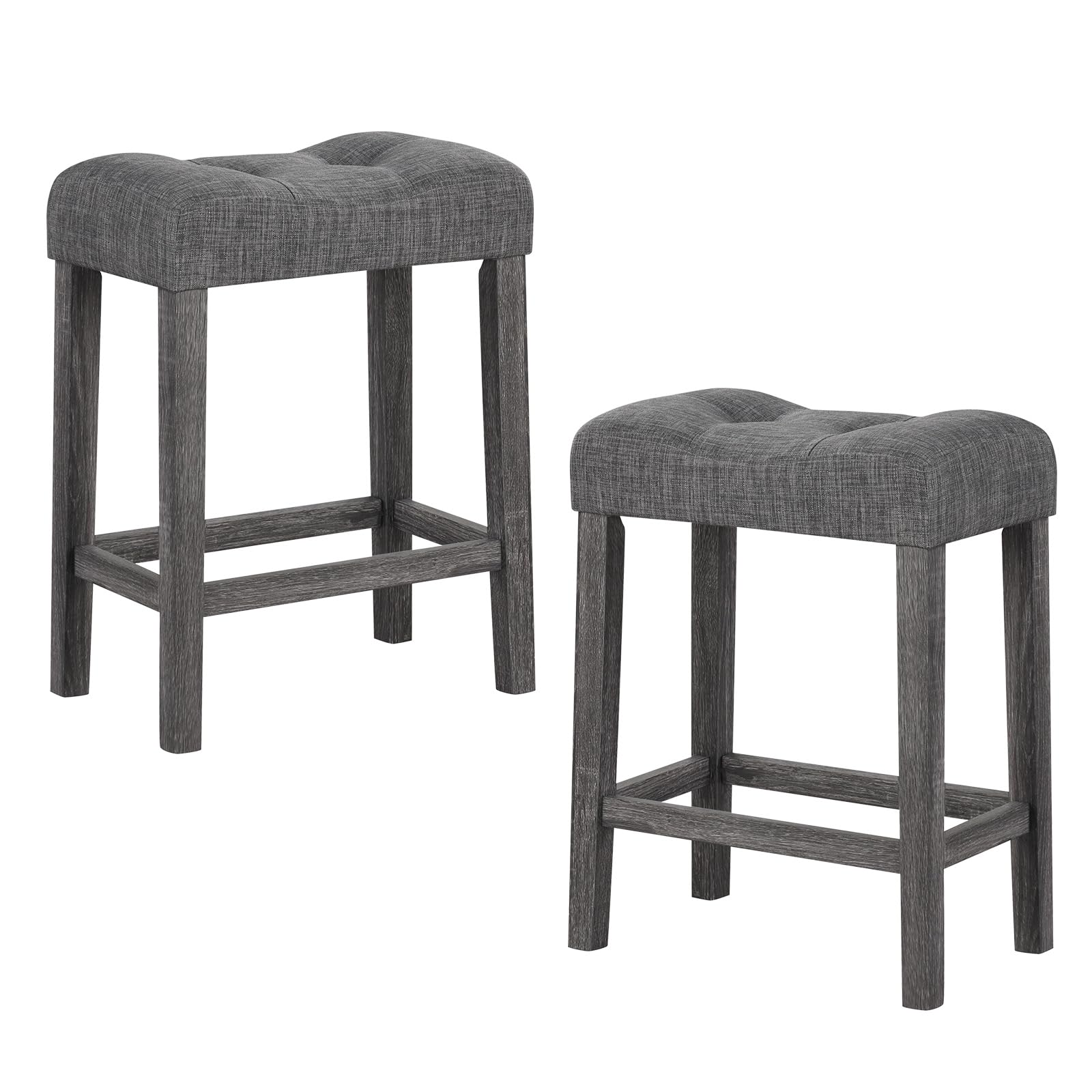 Giantex 24" Bar Stools Set of 2, Backless Counter Height Saddle Bar ...