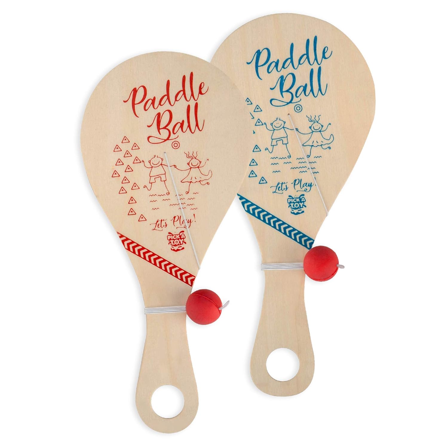 Wooden Paddle Ball Toy(Set of 2) with Carry Bag - Indoor Outdoor Toy ...