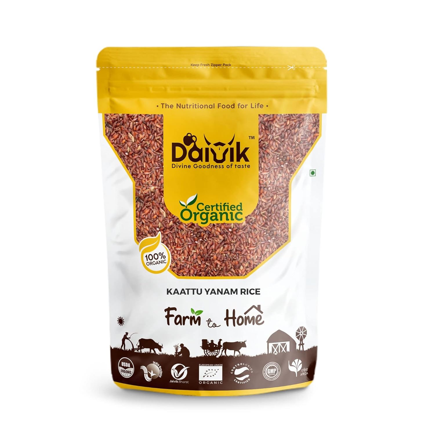 DAIVIK ORGANIC KAATTU YANAM RICE - 1KG : Amazon.in: Grocery & Gourmet Foods