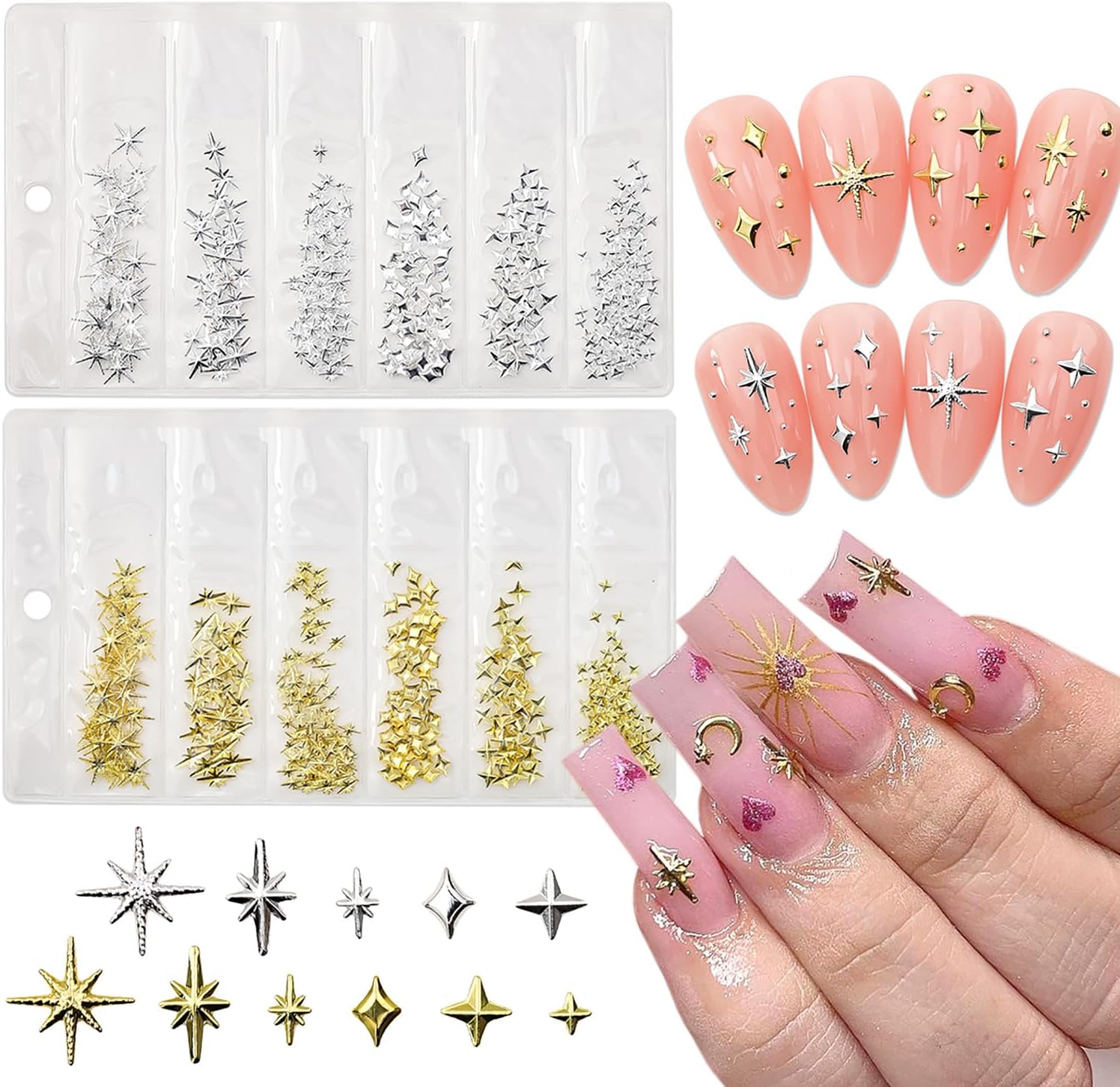 Amazon.com: 50Pcs Mix Shape Size Translucent Blue Tears Nail ...