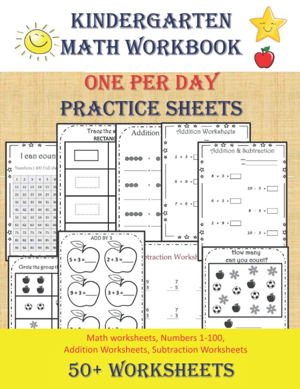 Buy KINDERGARTEN MATH WORKBOOK- one per day (50 Worksheets), Math ...