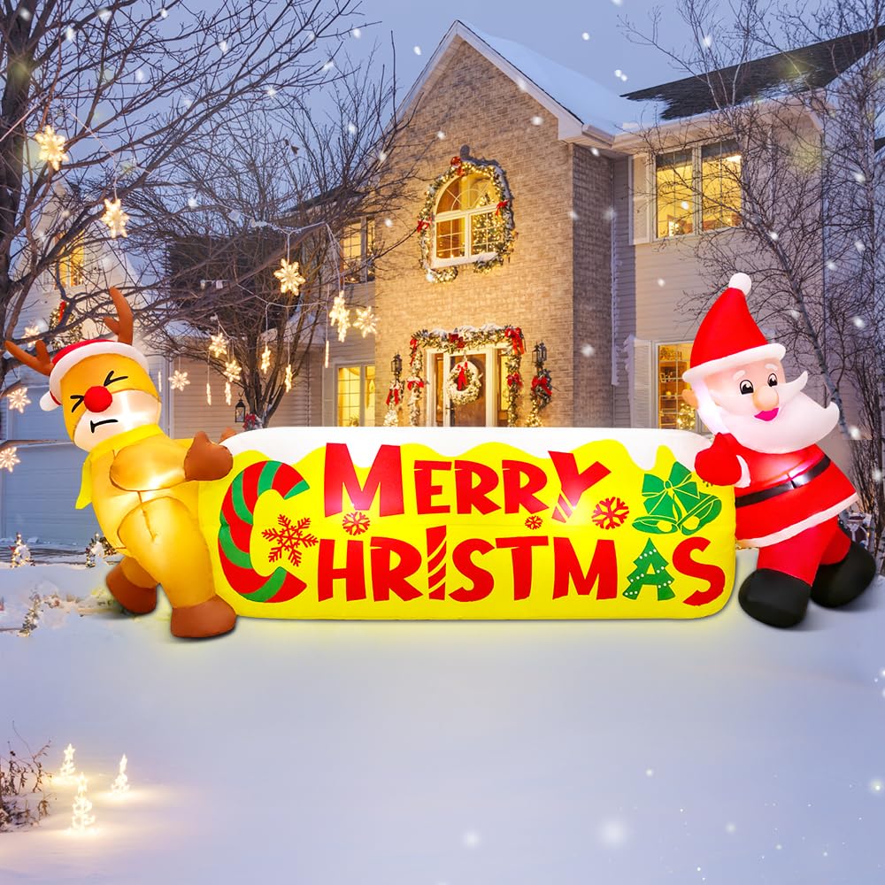 Amazon.com: KOOY 10FT Christmas Inflatable Outdoor Decorations, Merry ...
