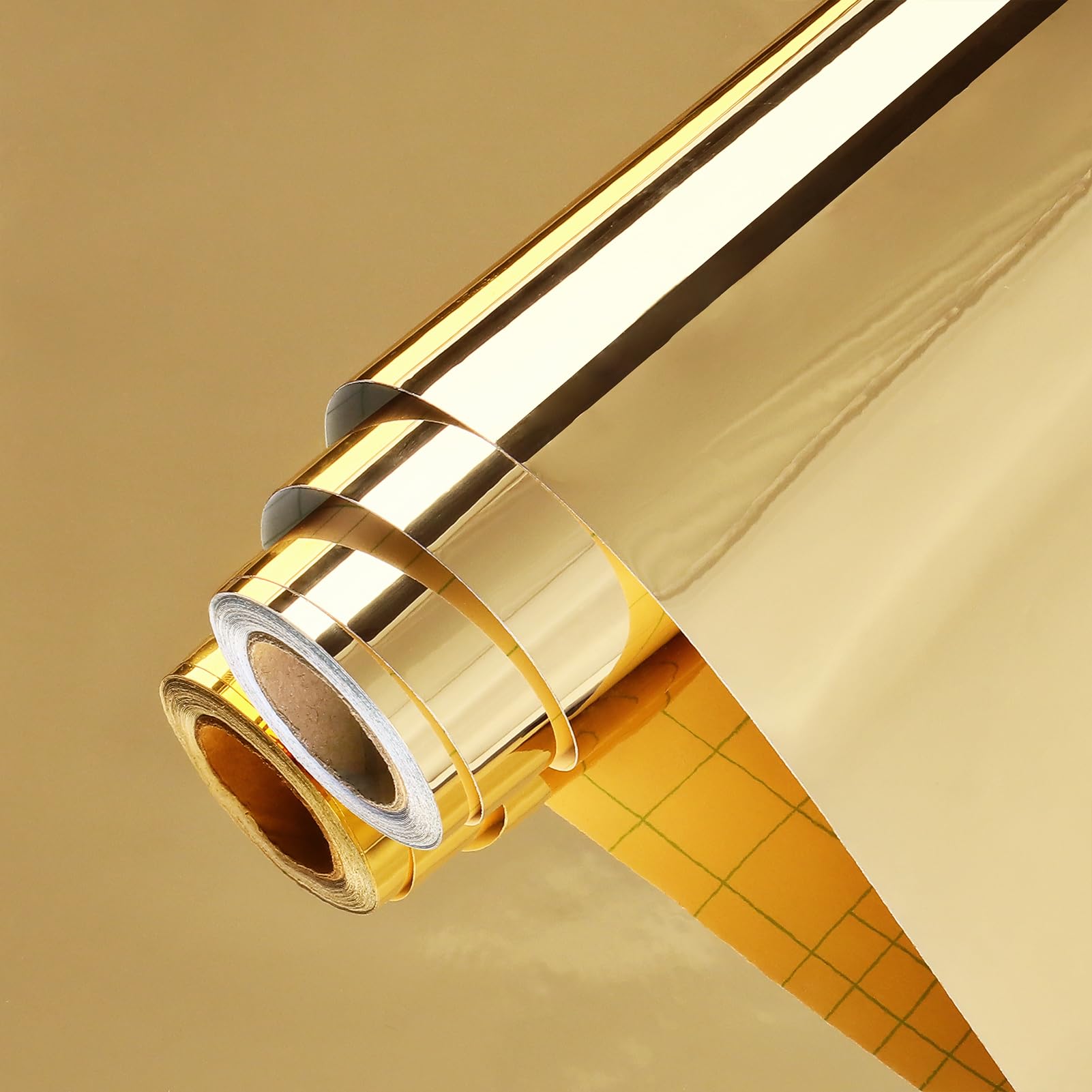 Amazon.com: Wallercity Flexible Gold Mirror Sticker Peel and Stick ...