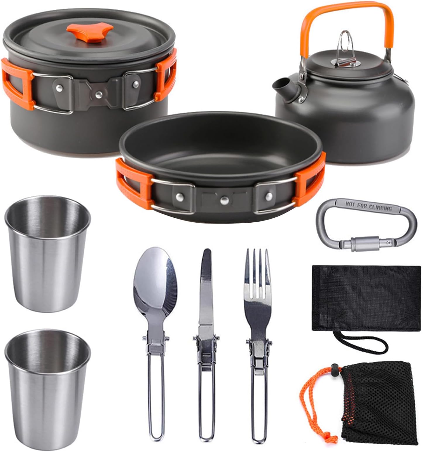 Outdoor Camping Cookware Set - 10 Piece Mess Kit with Stove, Camping ...