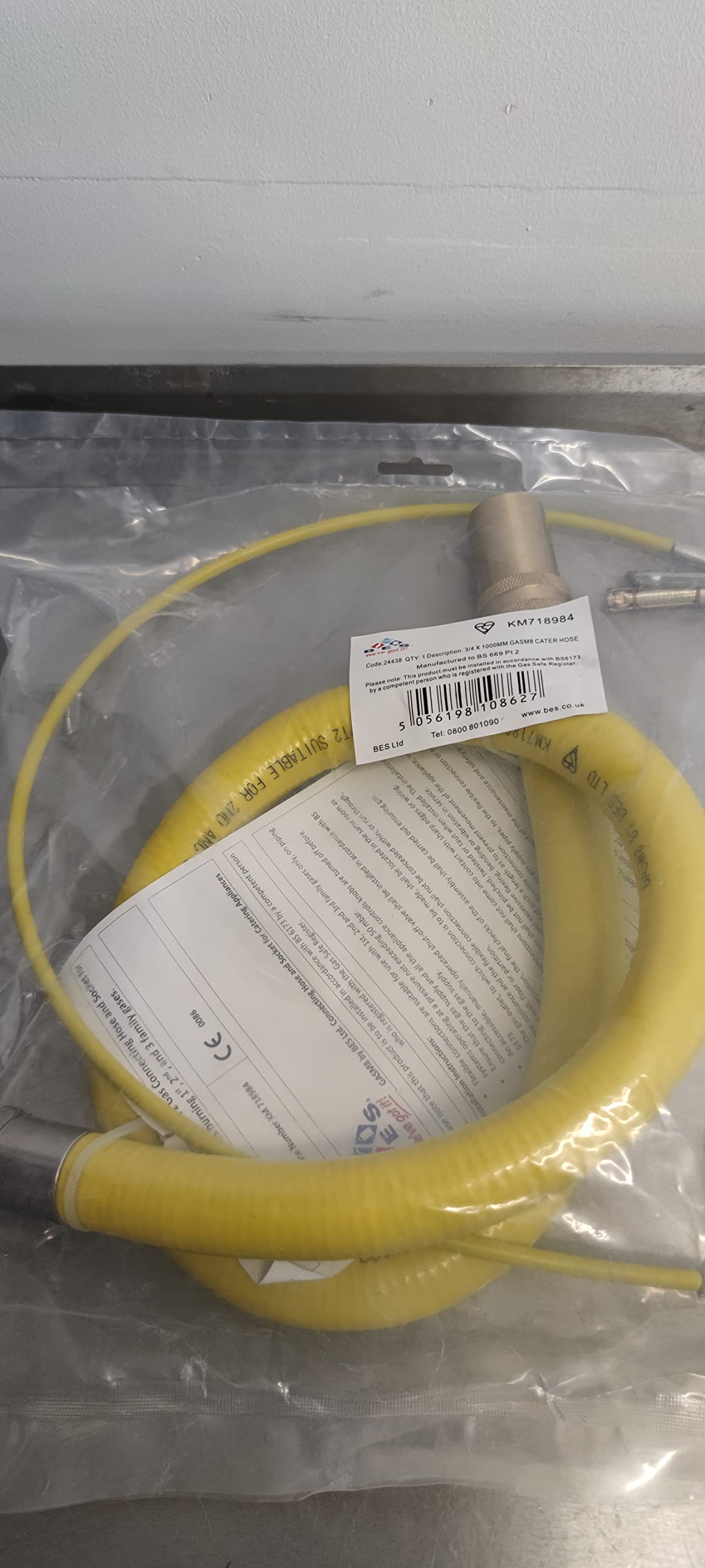 3/4" CATERHOSE COMMERCIAL YELLOW GAS CATERING PIPE HOSE 1M LONG 1000mm ...