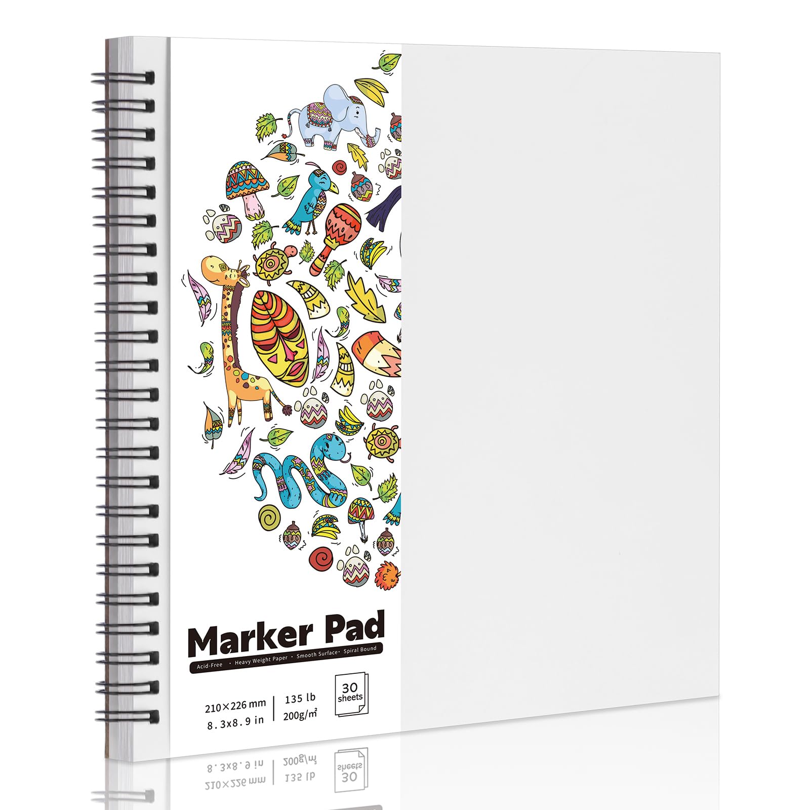Amazon.com: 135lb/200gsm Marker Paper Pad, 8.3×8.9in Double Sided ...