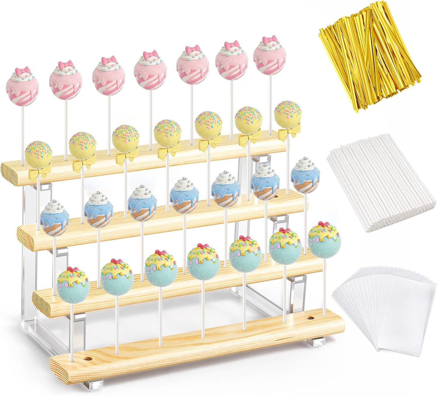 Amazon.com: Fiwochic 4 Tier Cake Pop Stand Display Riser with Twist ...