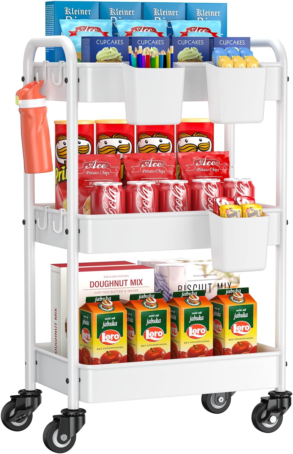 Amazon.com: 3 Tier Rolling Cart, YASONIC Metal Utility Cart on Wheels ...