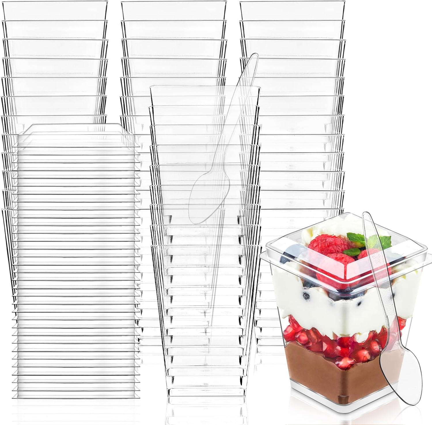 Amazon.com | Kucoele 100 Pack 5 oz Plastic Dessert Cups with Lids and ...