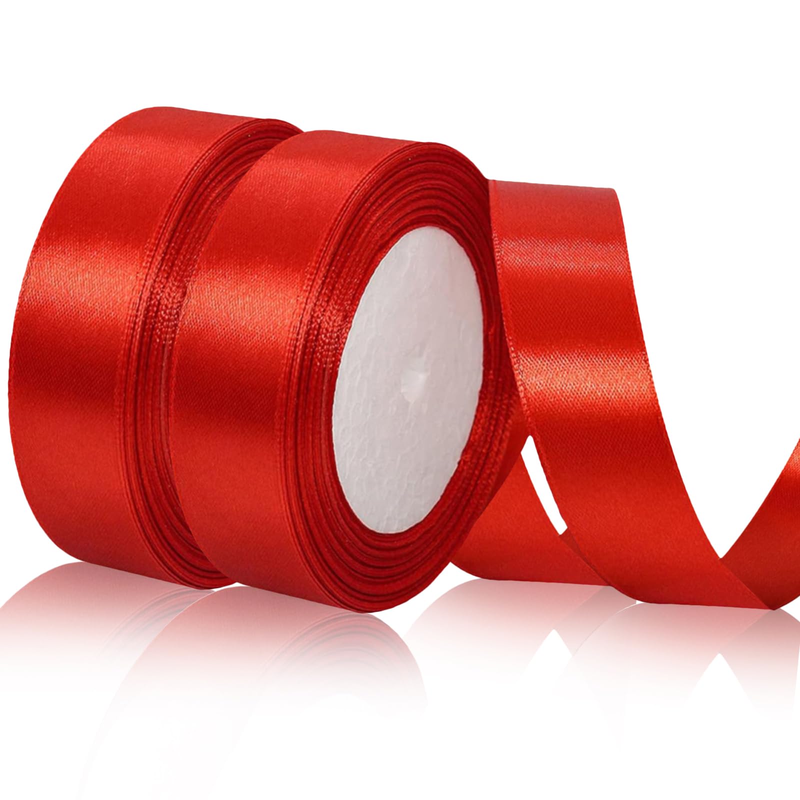 Amazon.com: Red Satin Ribbon 1 Inch x 50 Yards, Silk Red Christmas ...