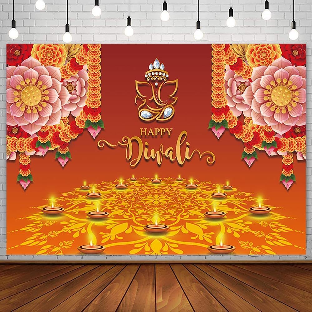 Amazon.com : AIBIIN 7x5ft Happy Diwali Backdrop Indian Festival Burning ...