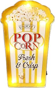 Amazon.com : Metal Popcorn Light Sign Vintage Style Wall Decoration ...
