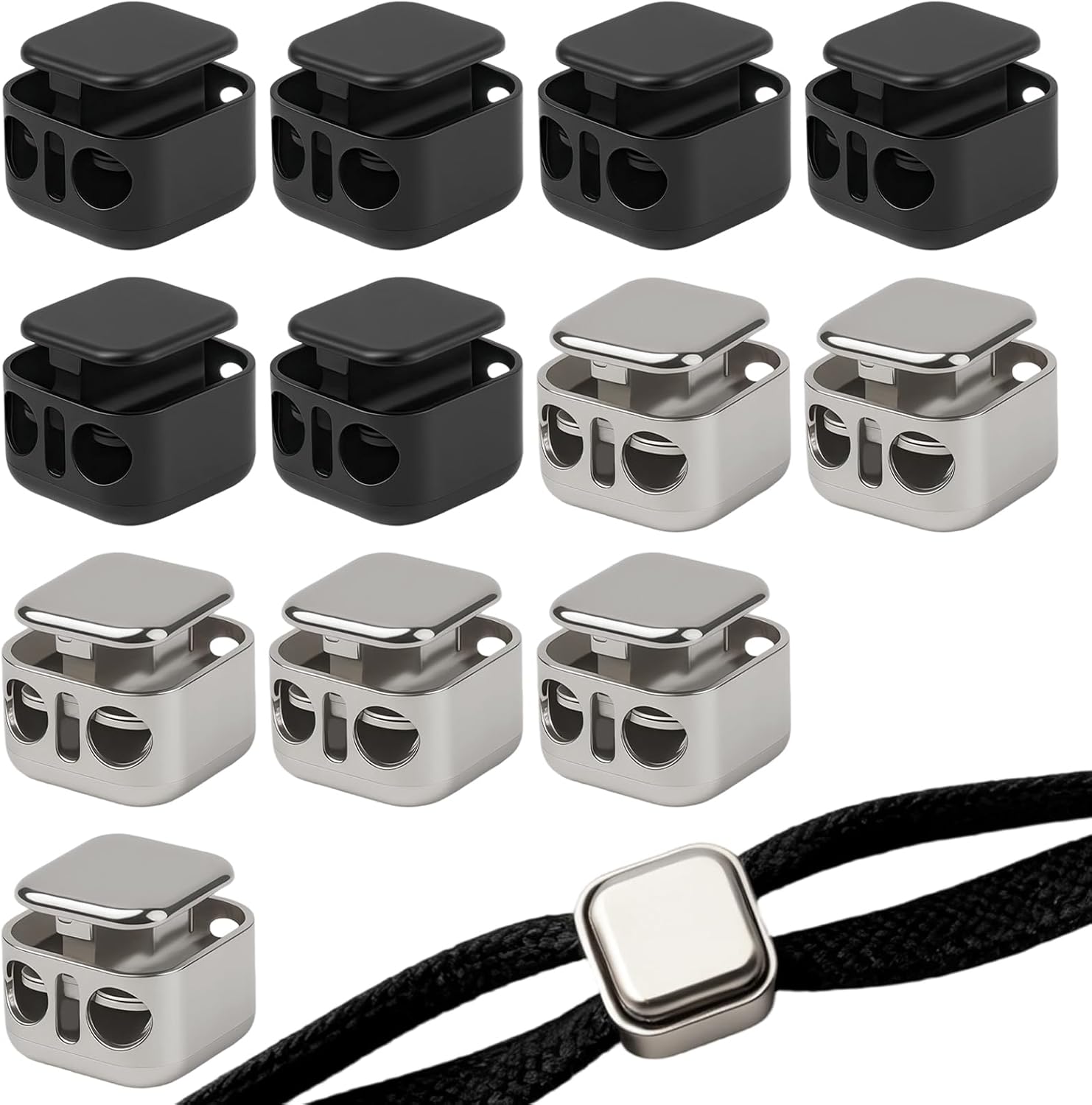 Amazon.com: Pretwad 12 Pcs Heavy Duty Cord Locks - Double Hole Metal ...