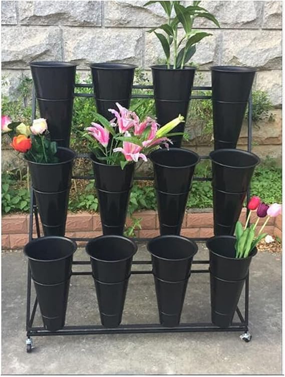 Amazon.com : CHALKE 3-Tier Flower Display Stand, 12 Pieces Bucket Metal ...