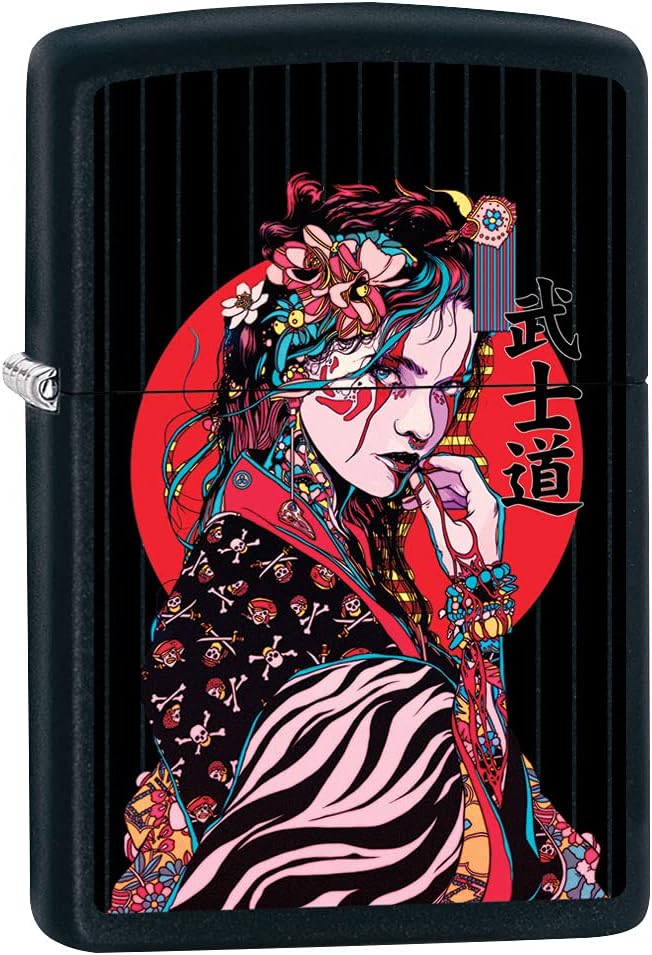 Amazon.com: Zippo Lighter: Japanese Geisha Girl - Black Matte 80880 ...