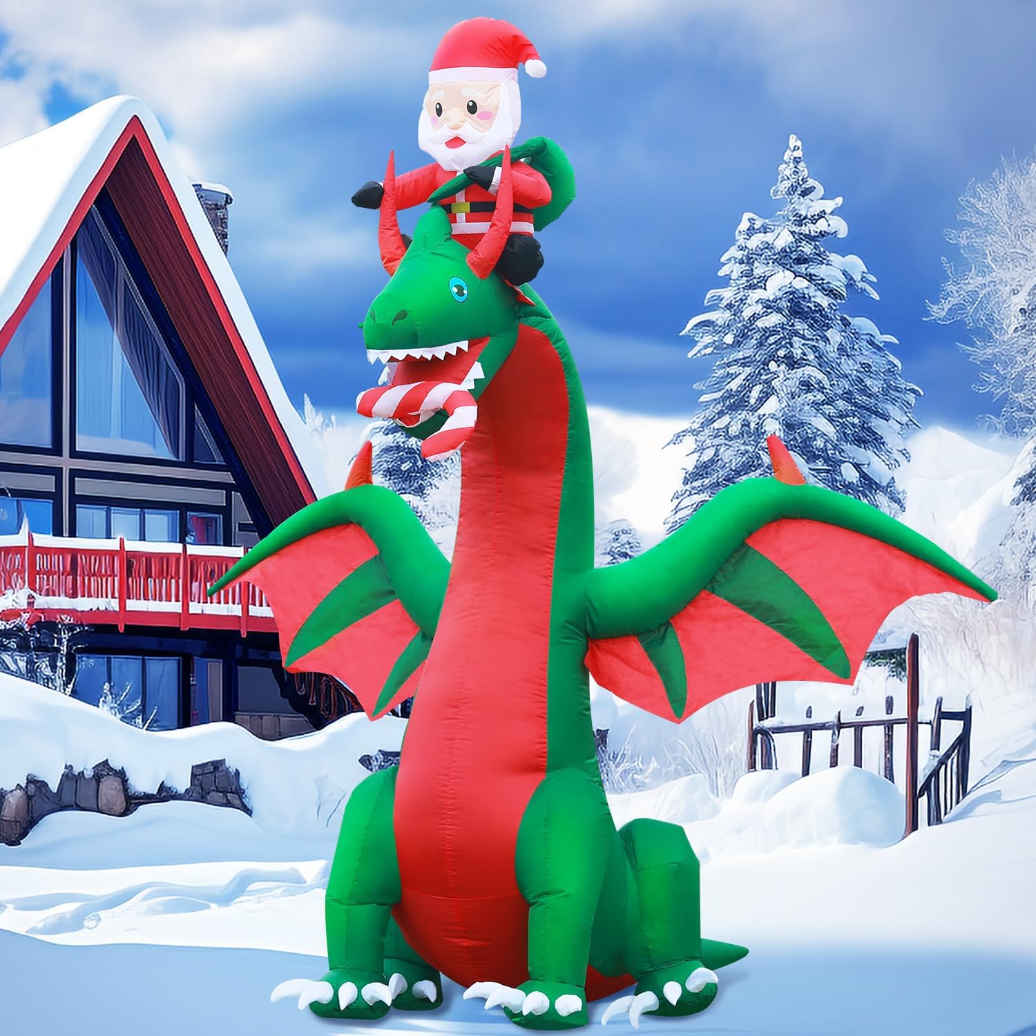 Amazon.com: DomKom 8FT Christmas Inflatable Dragon with Santa Claus ...
