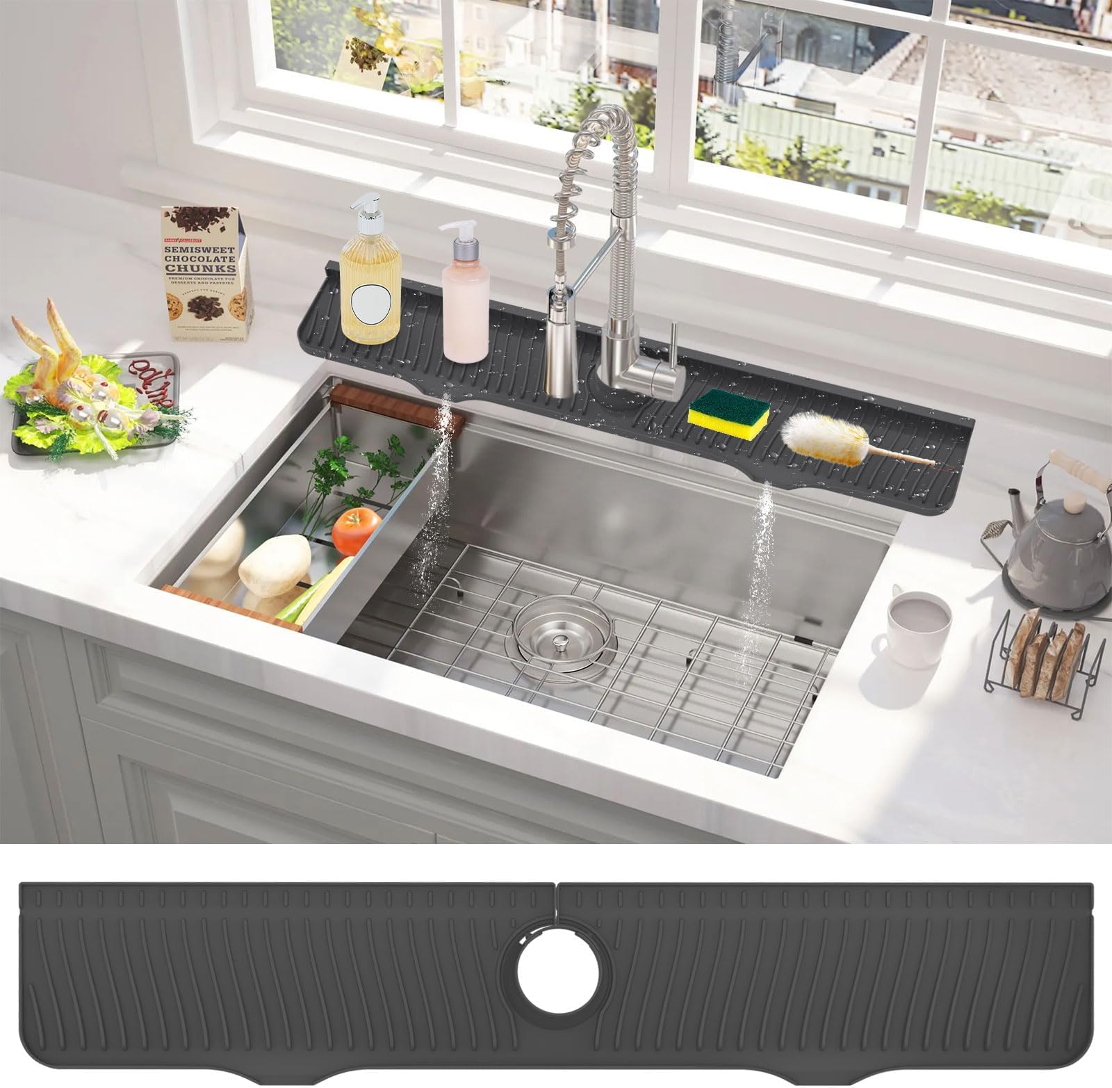Amazon.com: 30 inch Kitchen Sink Splash Guard, 30'' X 5.7'' Sink Faucet ...