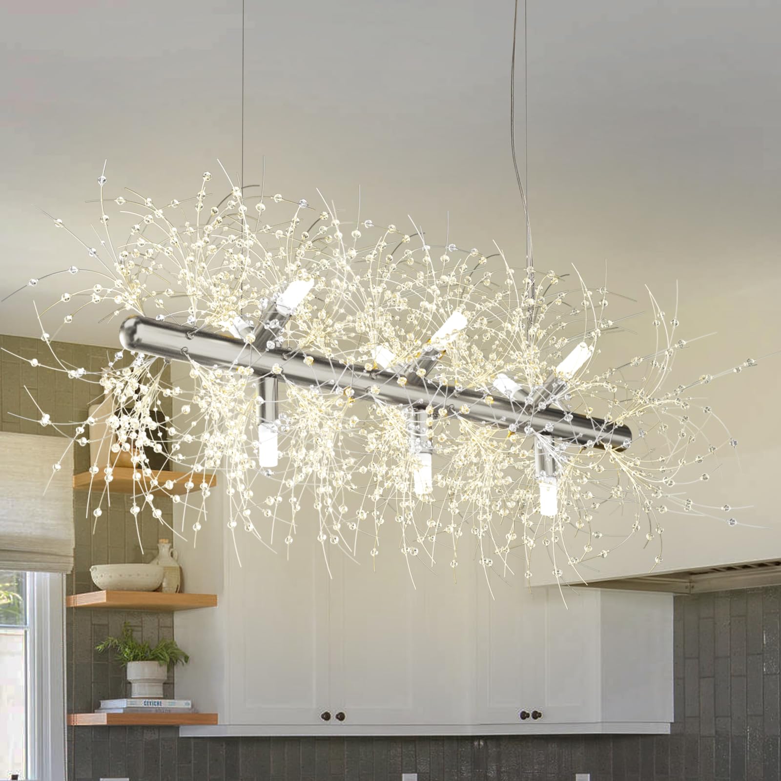 Wansi Shine Firework Chandelier Chrome: 9-Light Firework Crystal ...