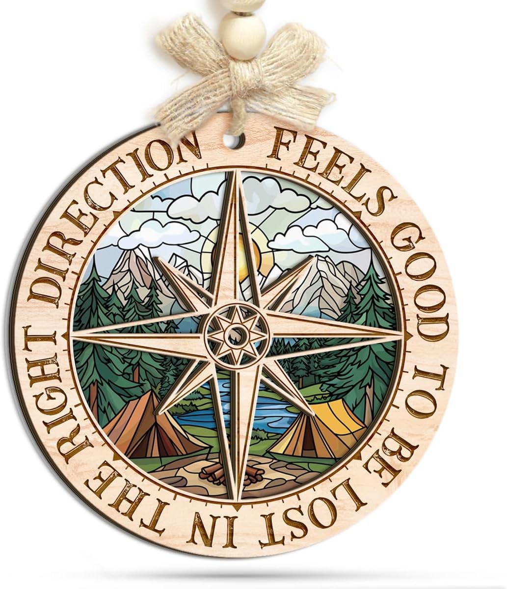 Amazon.com: KILYHOME Compass Christmas Ornament 2025 - Wooden & Acrylic ...