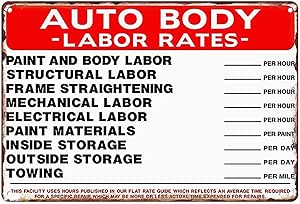 Amazon.com: Novelty Metal Tin Sign for Safety Sign Auto Body Labor ...