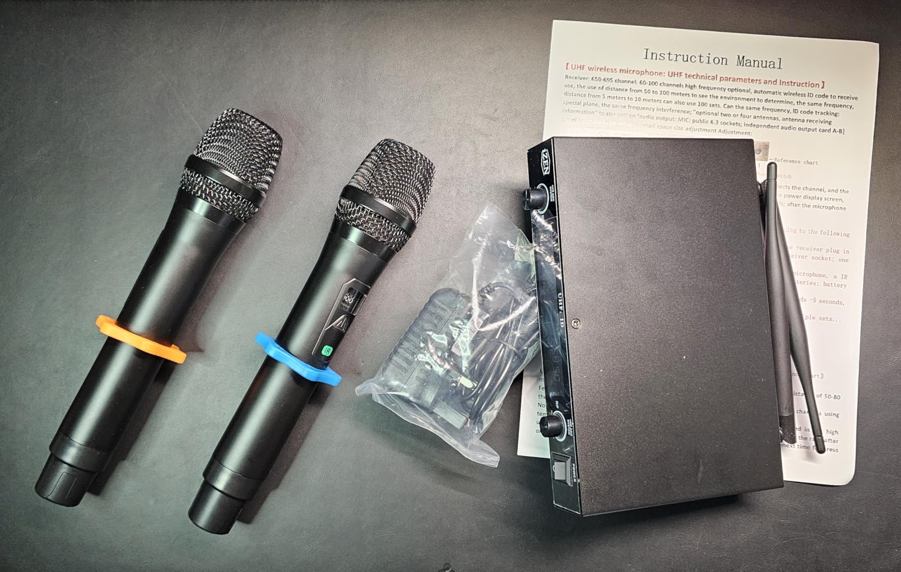 Wireless Microphones Dual Channel Metal Professional UHF Cordless ...