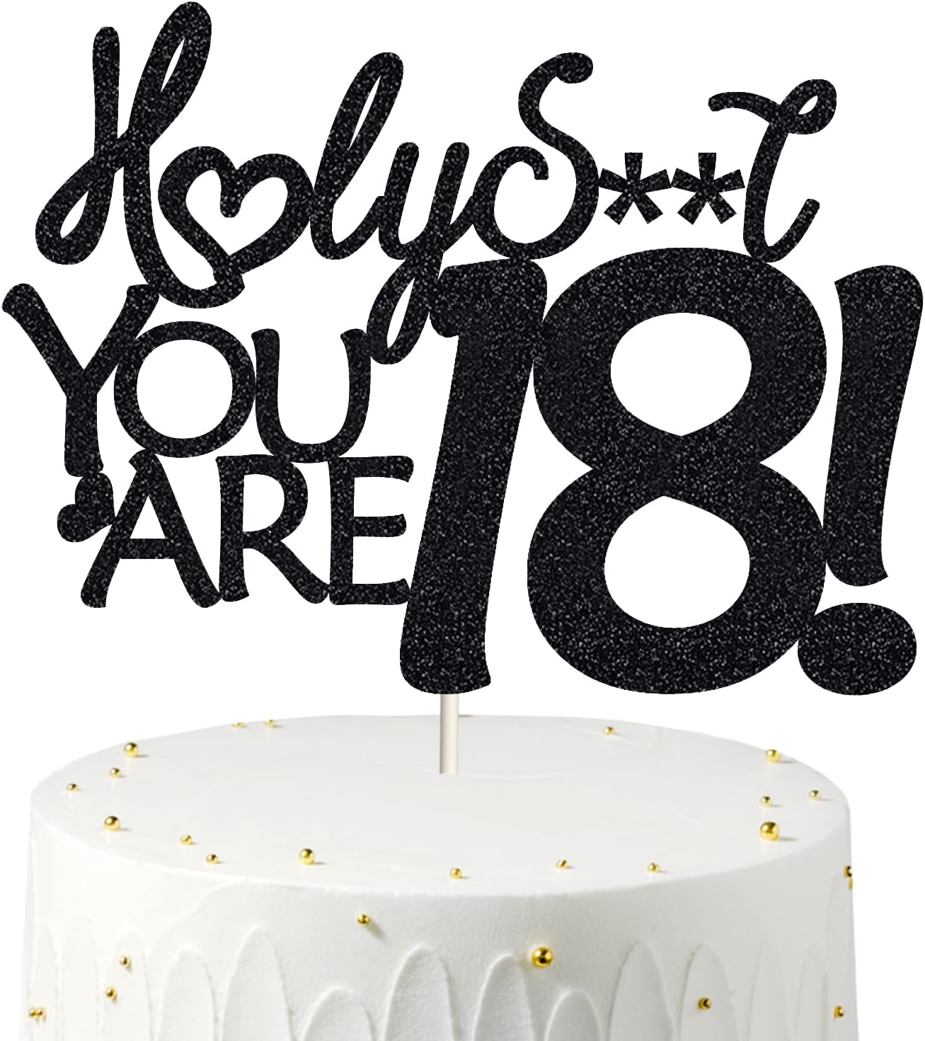 Amazon.com: 18 Birthday Cake Toppers-Black Glitter, Funny 18th Cake ...