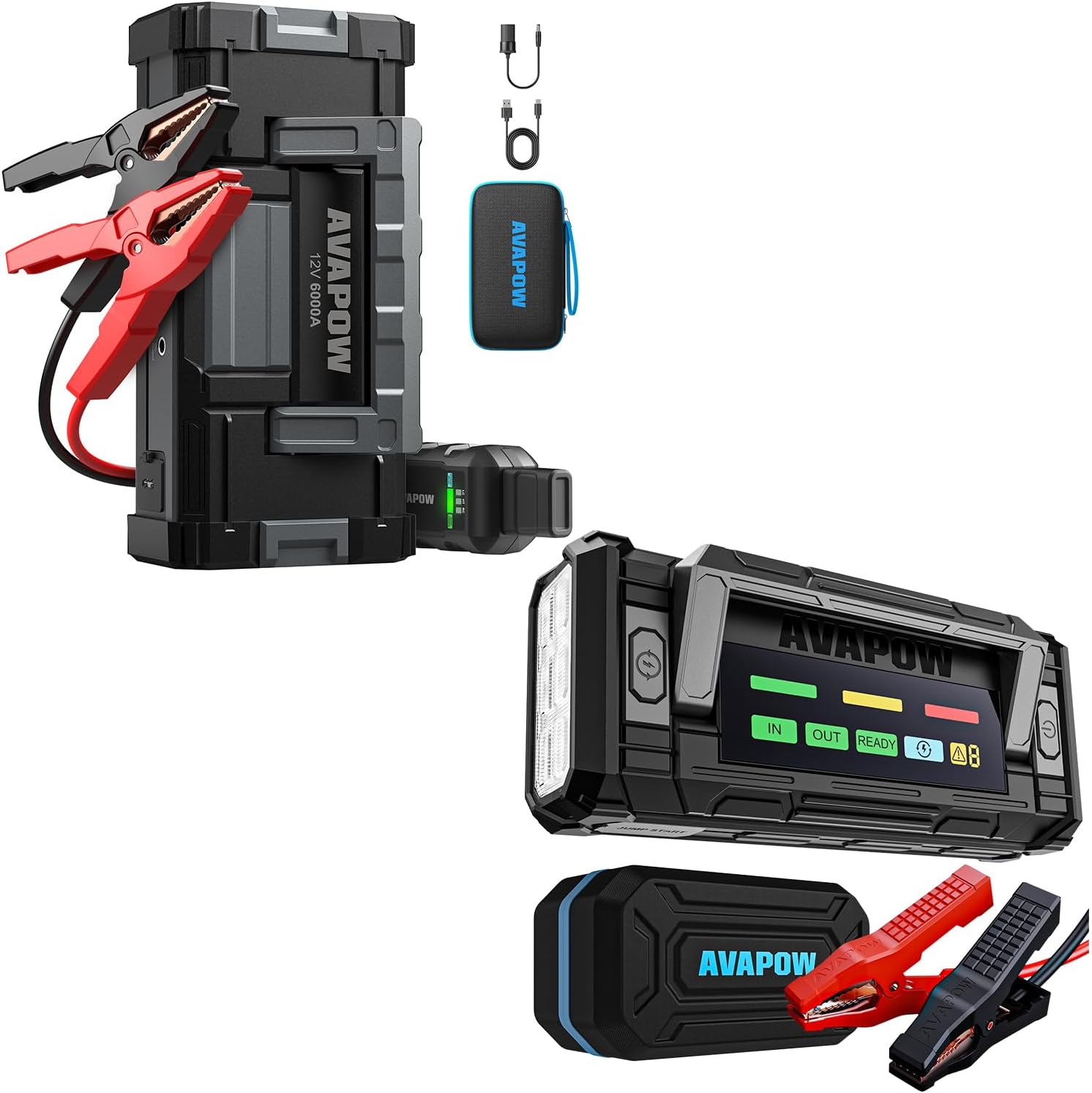 Amazon.com: AVAPOW 8000A Battery Jumper Starter Portable with 4″ HD Display PD 30W Dual-Way Fast ...