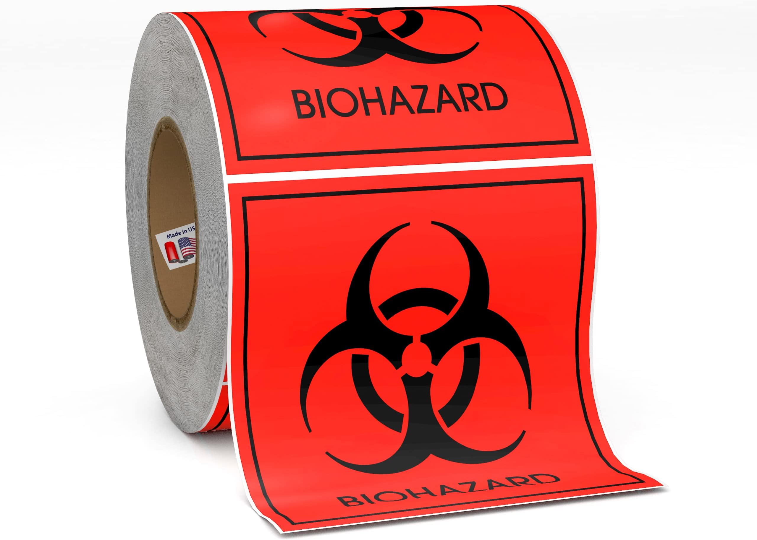 Amazon.com: Biohazard Warning Labels 4" X 4" Inch, Fluorescent Red ...