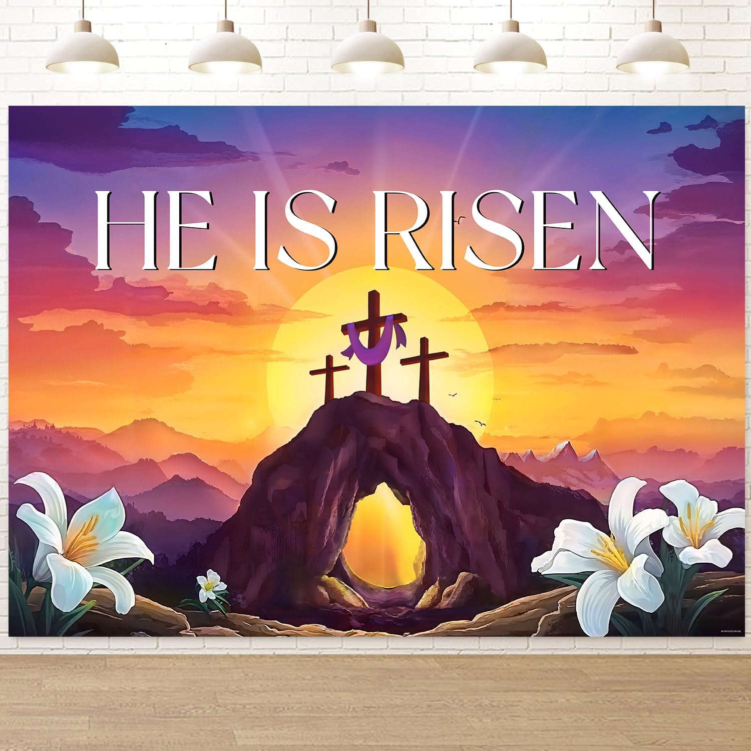 Amazon.com : He is Risen Easter Decor Banner Backdrop 5 X 3 Ft ...