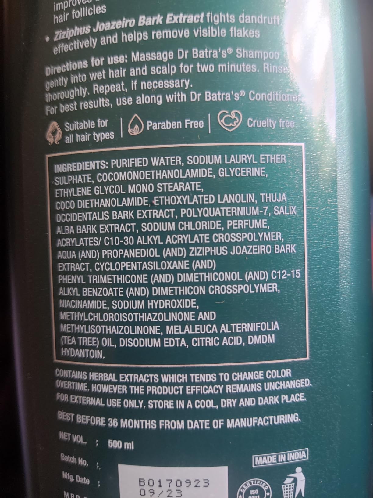 Buy Dr Batra's Dandruff Cleansing Shampoo, Enriched With Thuja, Anti ...
