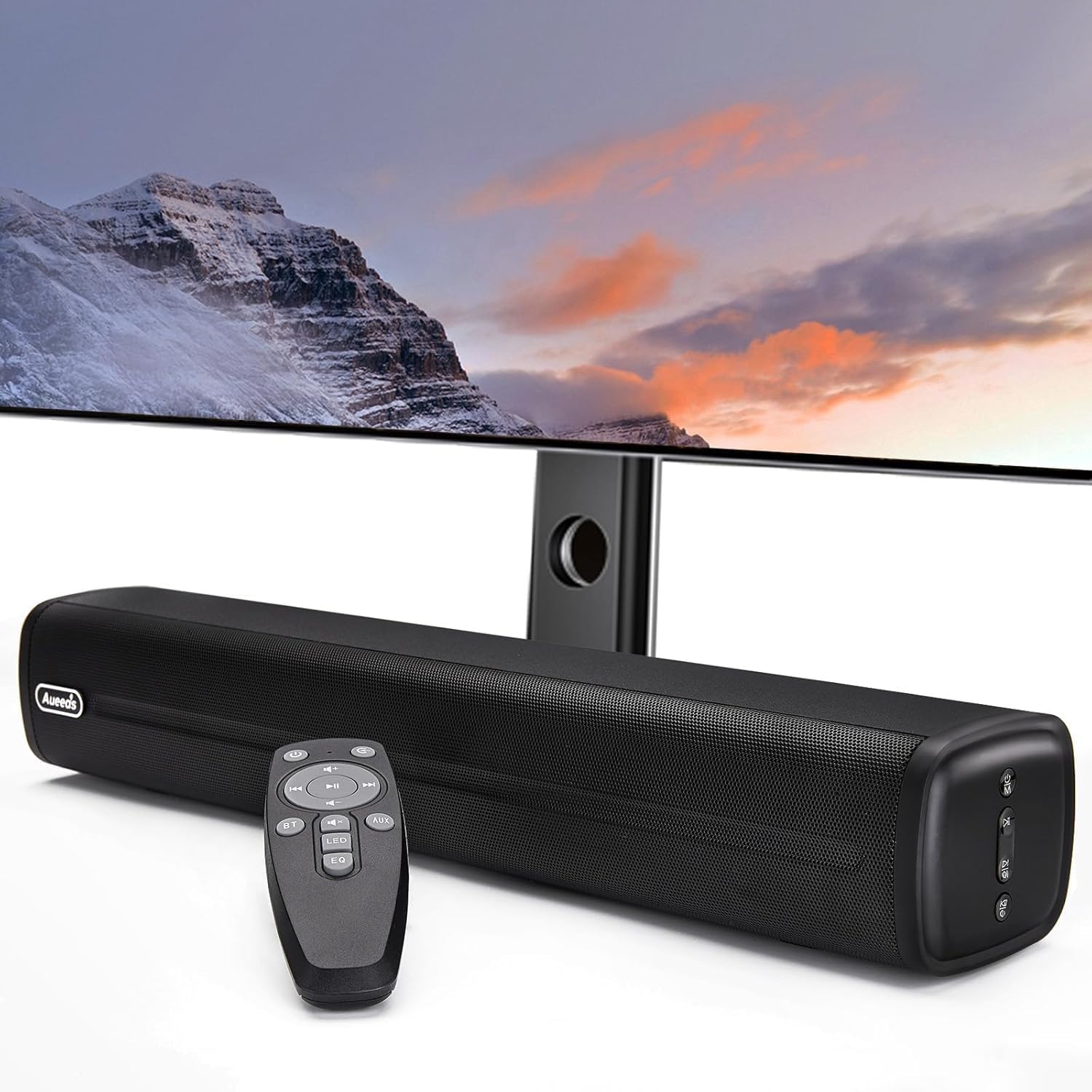 Small Sound Bars for TV, AUEEDS 50W 16-Inch Ultra Slim Mini Surround ...