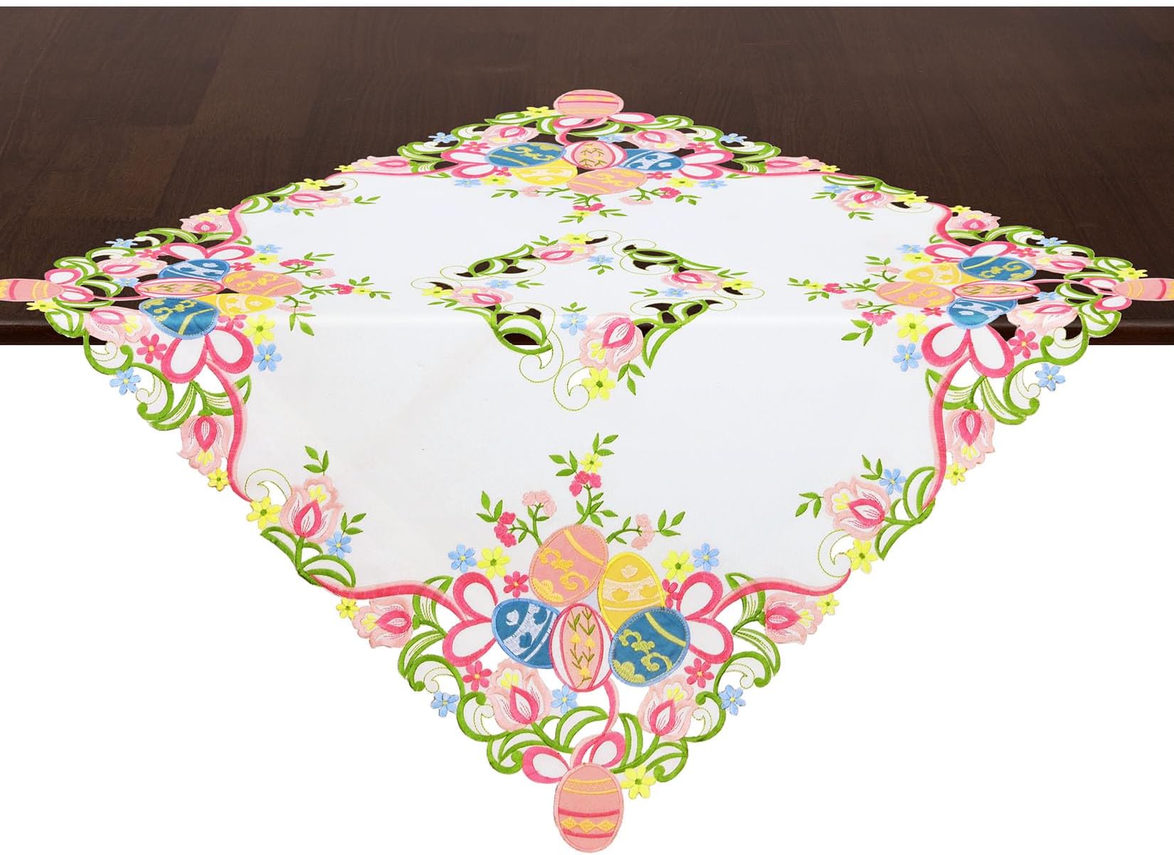 Amazon.com: Creative Linens Embroidered Easter Bunny Egg Floral ...