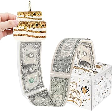 Mienocol White Gold Pull Surprise Money Box, Metallic, Shiny, 4.7x4.7 ...