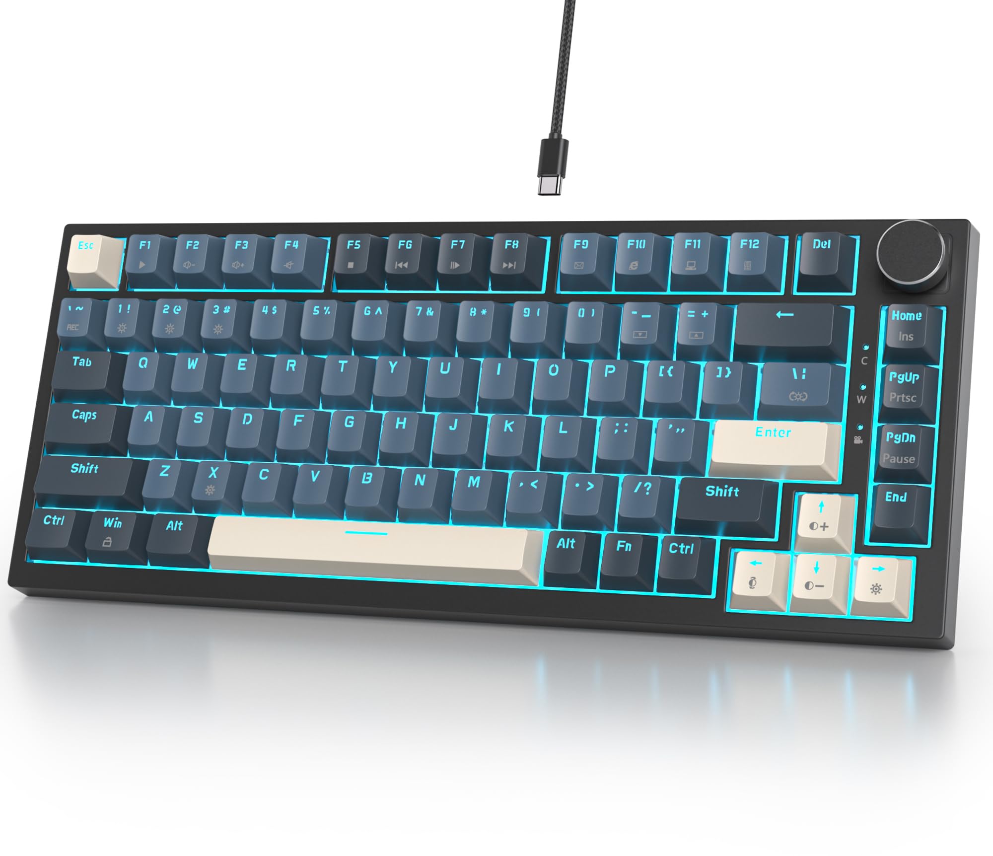 Fogruaden Wired 75 Percent Gaming Keyboard, Hot Swappable, Gasket Mount ...