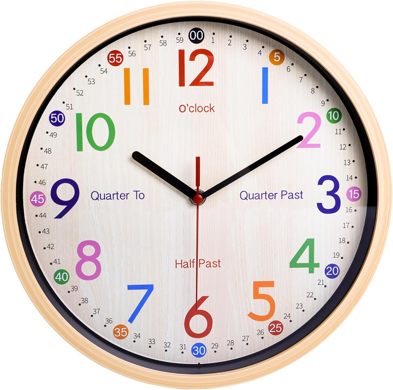 Amazon.com: Oyster&Pop Learning Clock for Kids - Silent Telling The ...
