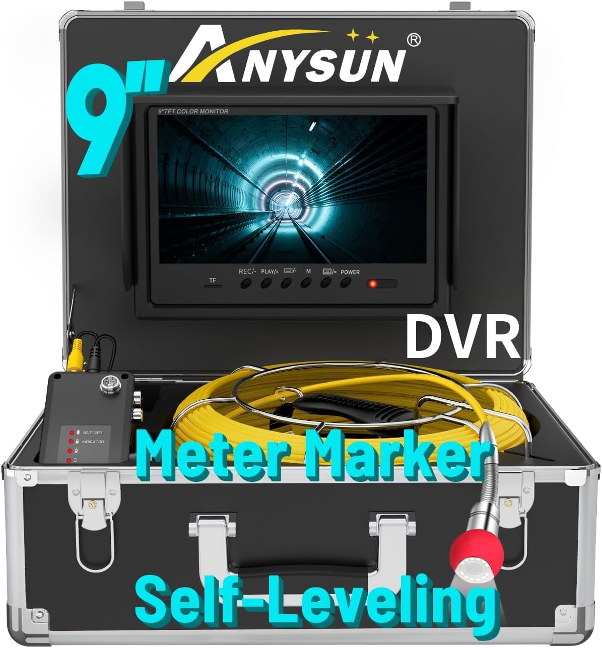 Amazon.com: Anysun Self-Leveling Sewer Inspection Camera - 100ft, 9 ...