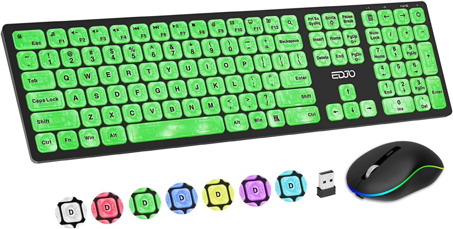 Amazon.com: Wireless Keyboard and Mouse, 7 Backlit Effects, Quiet Light ...