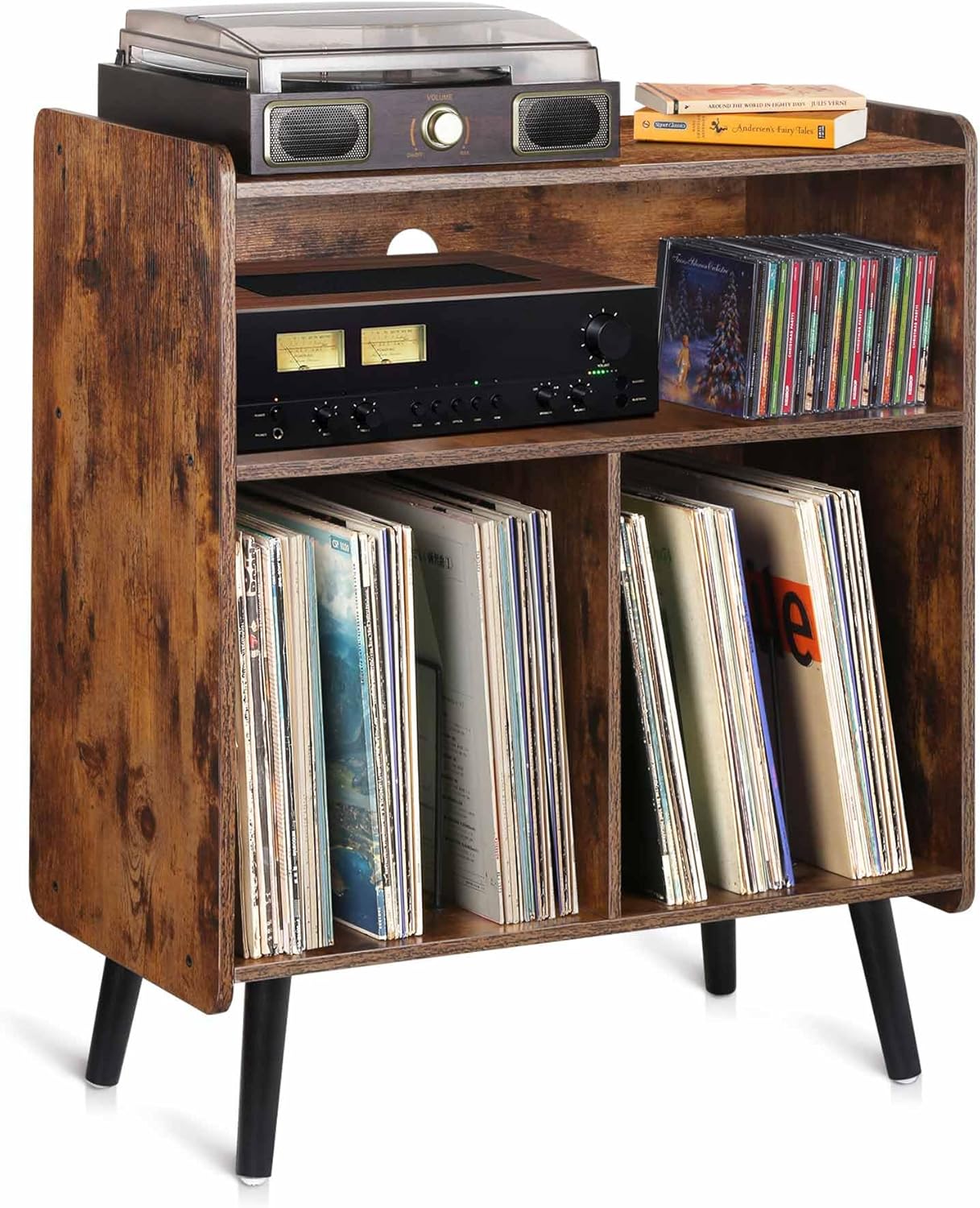 Amazon.com: Possile 3-Tier Vintage Record Player Stand, Mid-Century ...