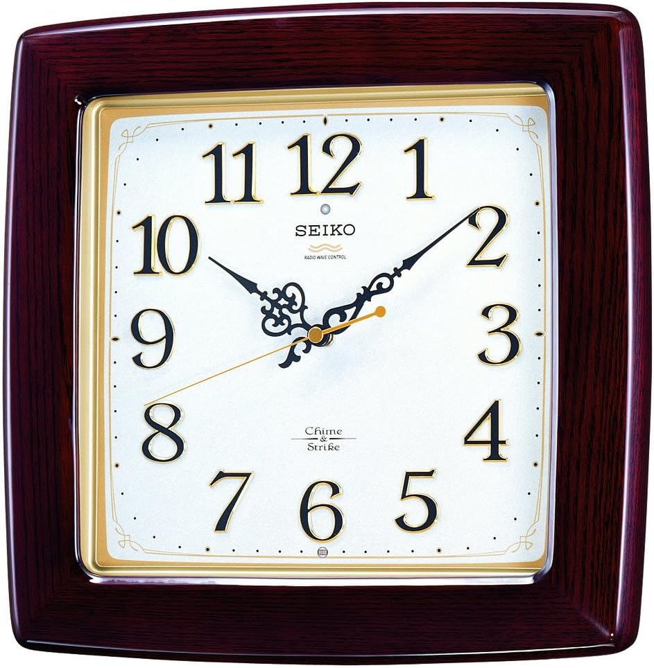 Amazon.co.jp: セイコークロック(Seiko Clock) 掛け時計 電波 アナログ 報時選択式 チャイム&ストライク 四角型 ...